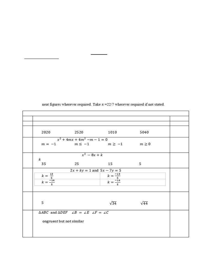 Std.x Maths Standard Qp Code 1 (1) | PDF | Circle | Area