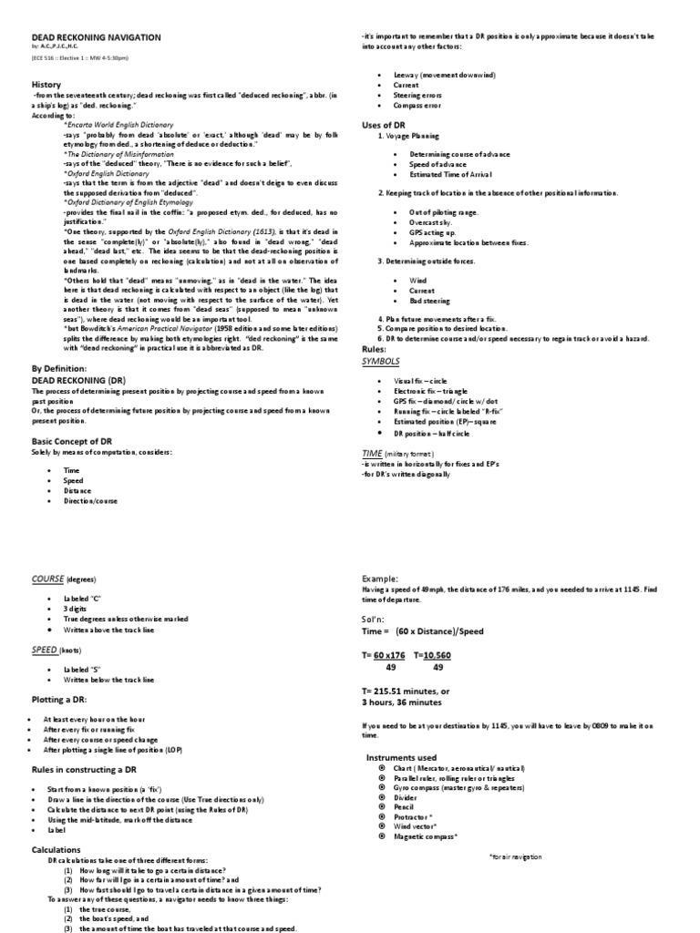 Dead Reckoning Navigation | PDF | Navigation | Geography