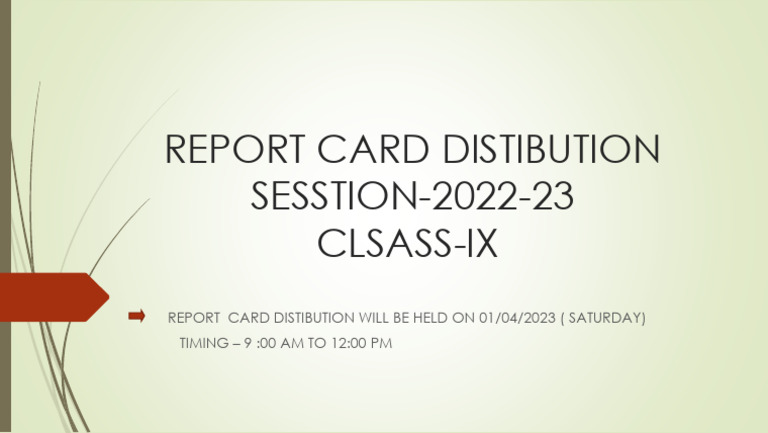 Report Card Distibution Class-Ix | PDF