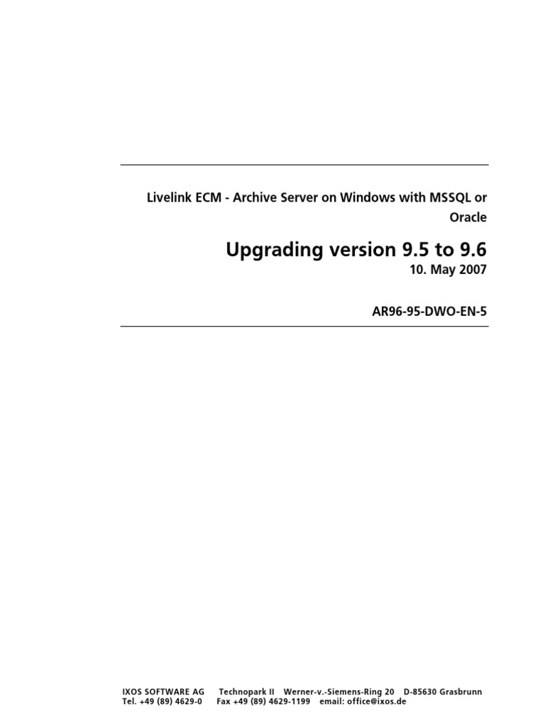 Upgrading Livelink ECM Archive Server 95 To 96 On Windows | PDF ...