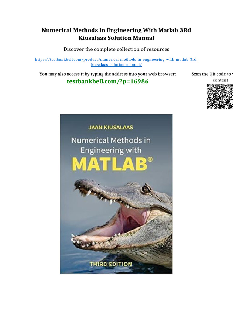 Numerical Methods in Engineering with MATLAB 3rd Kiusalaas Solution ...