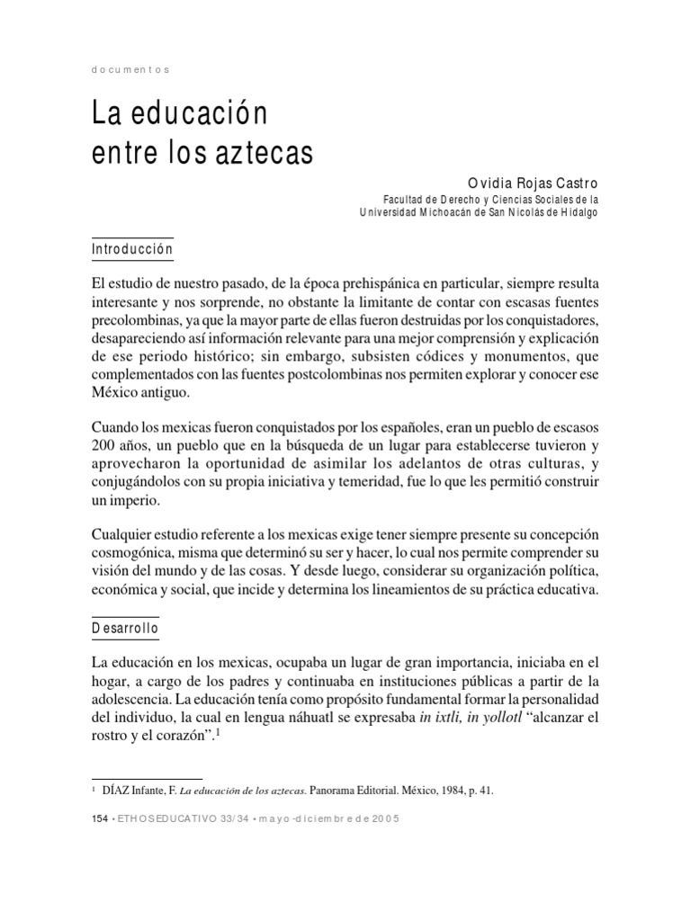 La Educacion Entre Los Aztecas | PDF | México | Mesoamérica