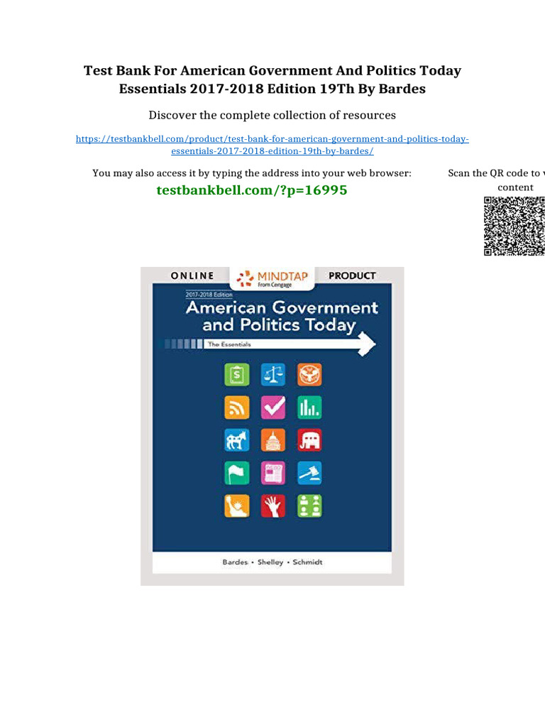 Test Bank for American Government and Politics Today Essentials 2017 ...