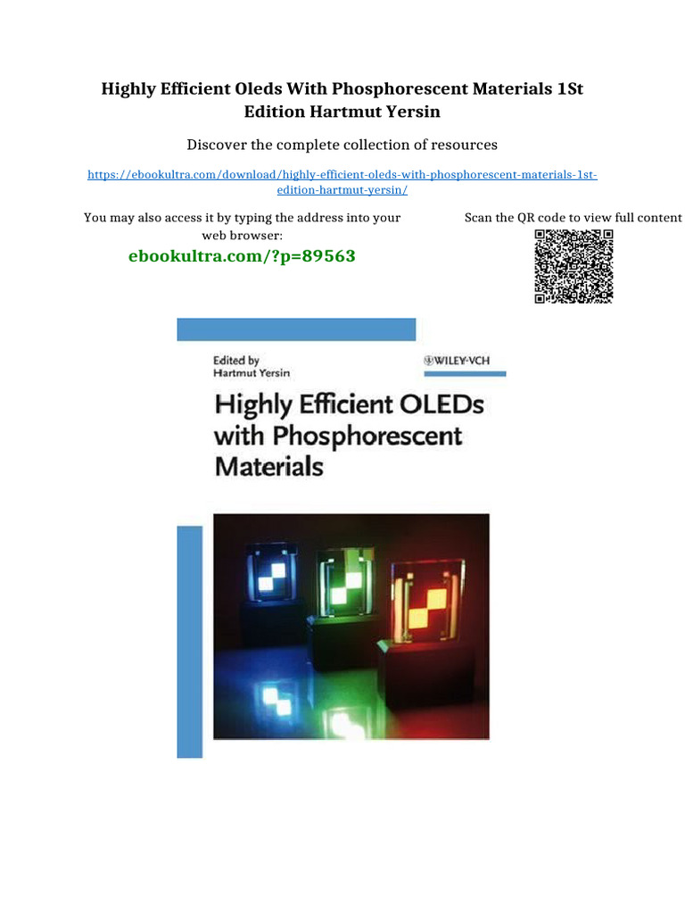 Highly Efficient OLEDs With Phosphorescent Materials 1st Edition ...