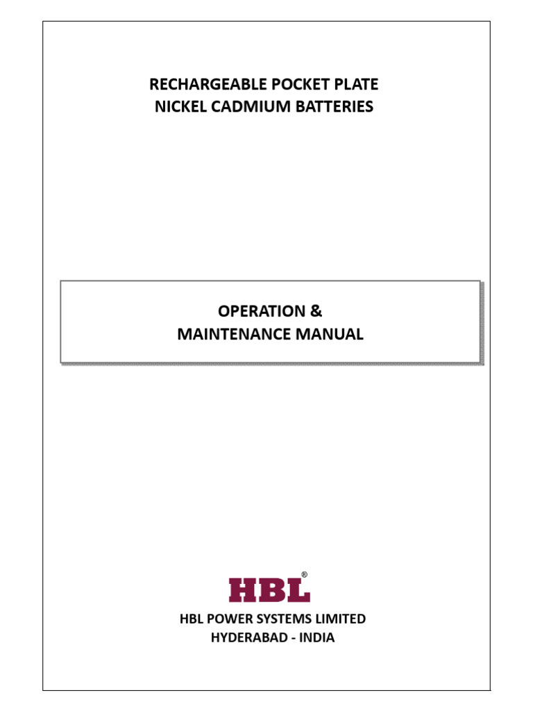 OM Manual For NCPP Batteries - HBL | PDF | Rechargeable Battery ...