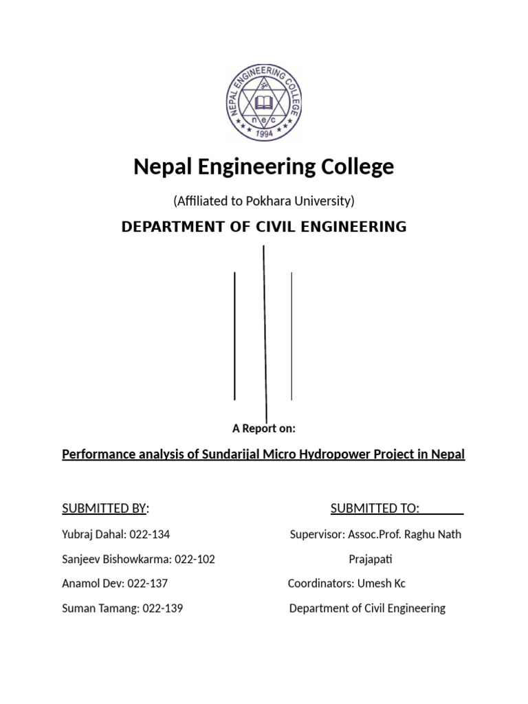 Performance Analysis of Sundarijal Micro Hydropower Project in Nepal ...