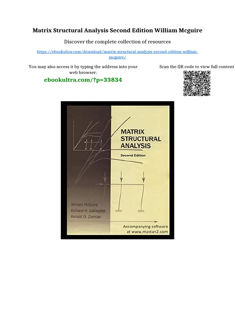 Matrix Structural Analysis Second Edition William Mcguire Available Any ...