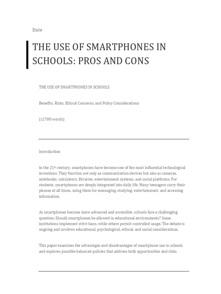 The Use of Smartphones in Schools | PDF | Smartphone | Cyberbullying