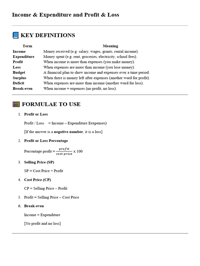 gr10 Finance Incomeandexpenses Summary Eng Jun2025 | PDF