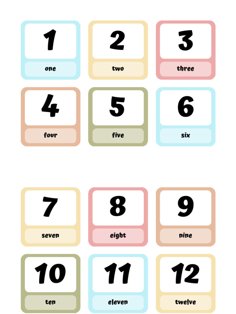 Colorful Pastel Numbers 1-30 Counting Flashcards | PDF
