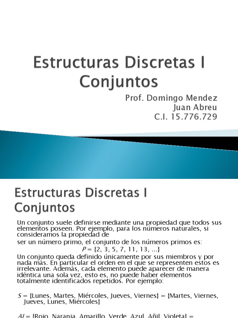 Estructuras Discretas I Conjuntos Juan Abreu | PDF | Conjunto ...