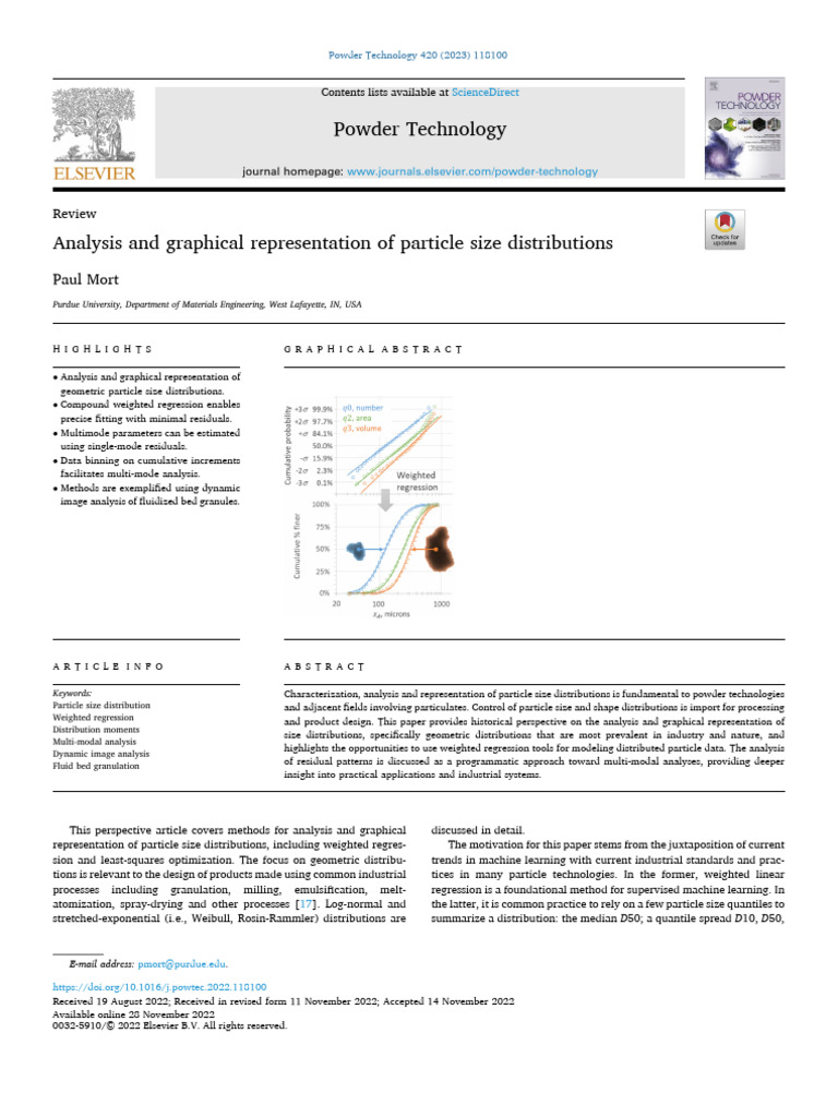 Analysis and graphical representation of particle size distributions ...
