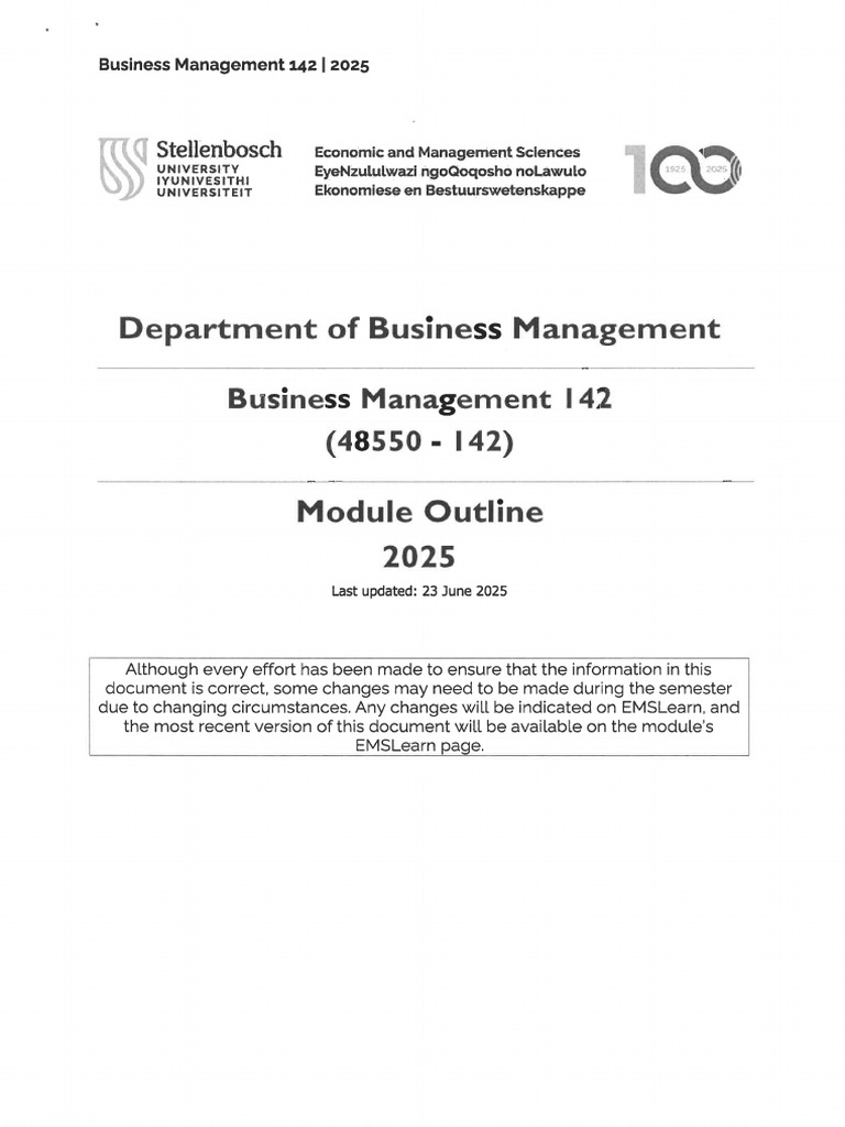Business 142 Module Outline | PDF