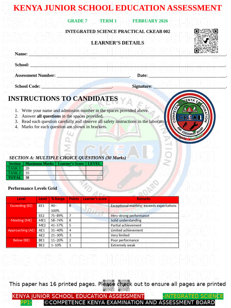 Grade 7 Integrated Science Pp2 002 2026 | PDF