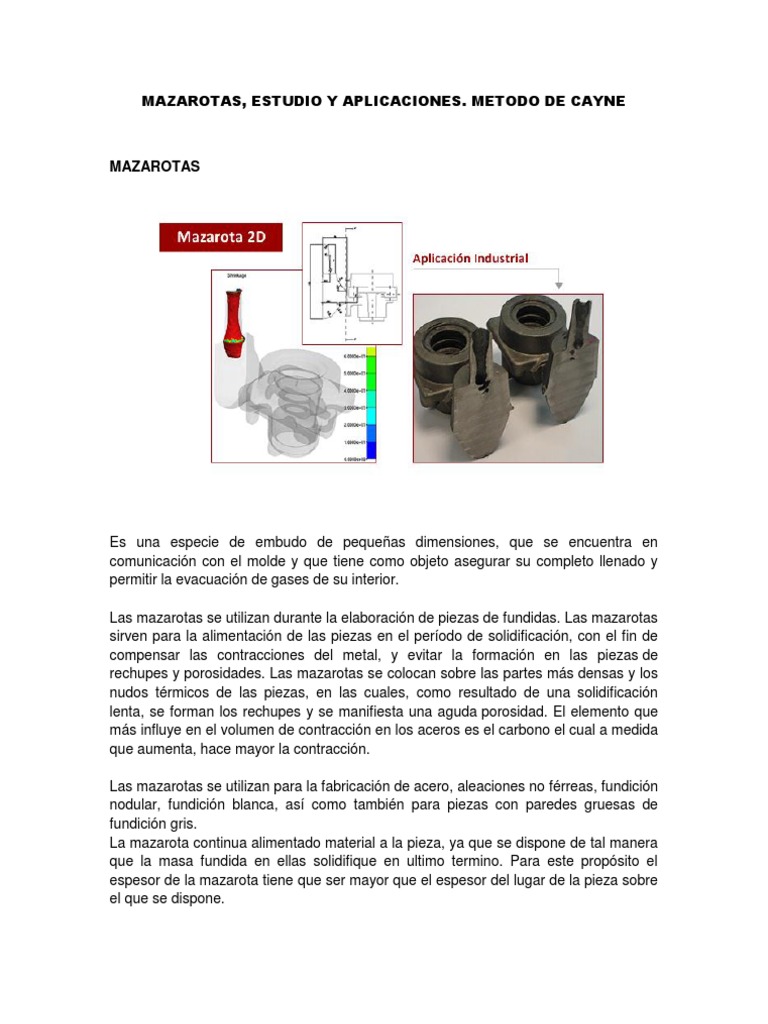 Mazarotas en Fundición: Estudio y Cálculo | PDF | Fundición (metalurgia ...