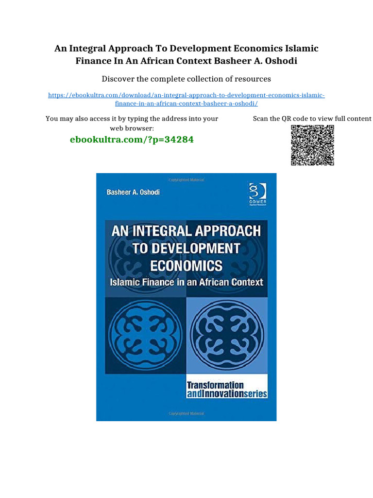 An Integral Approach To Development Economics Islamic Finance in An ...