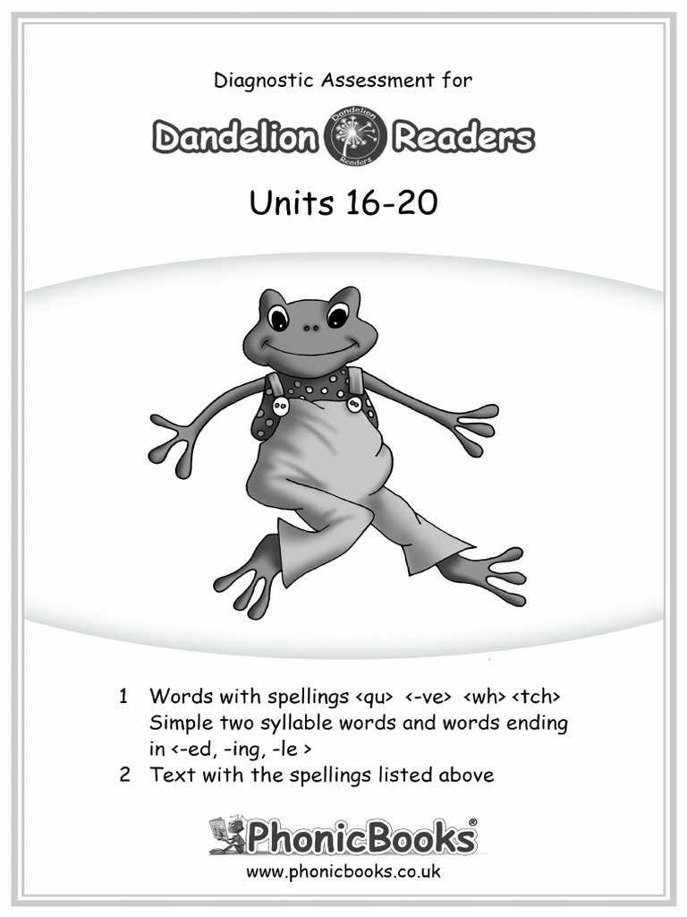 Dandelion Readers Units 16 20 Diagnostic Assessment v1 0 2022 | PDF