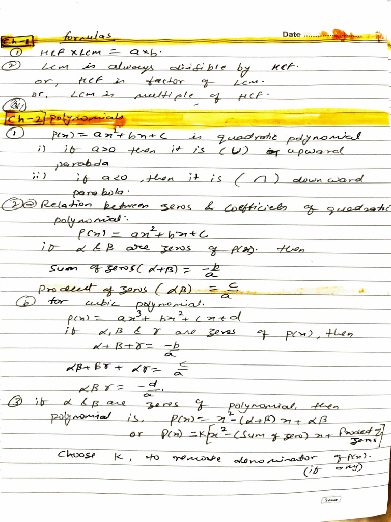 10th Formulas ch-1,2,3,4,5,6,7,13,14. | PDF