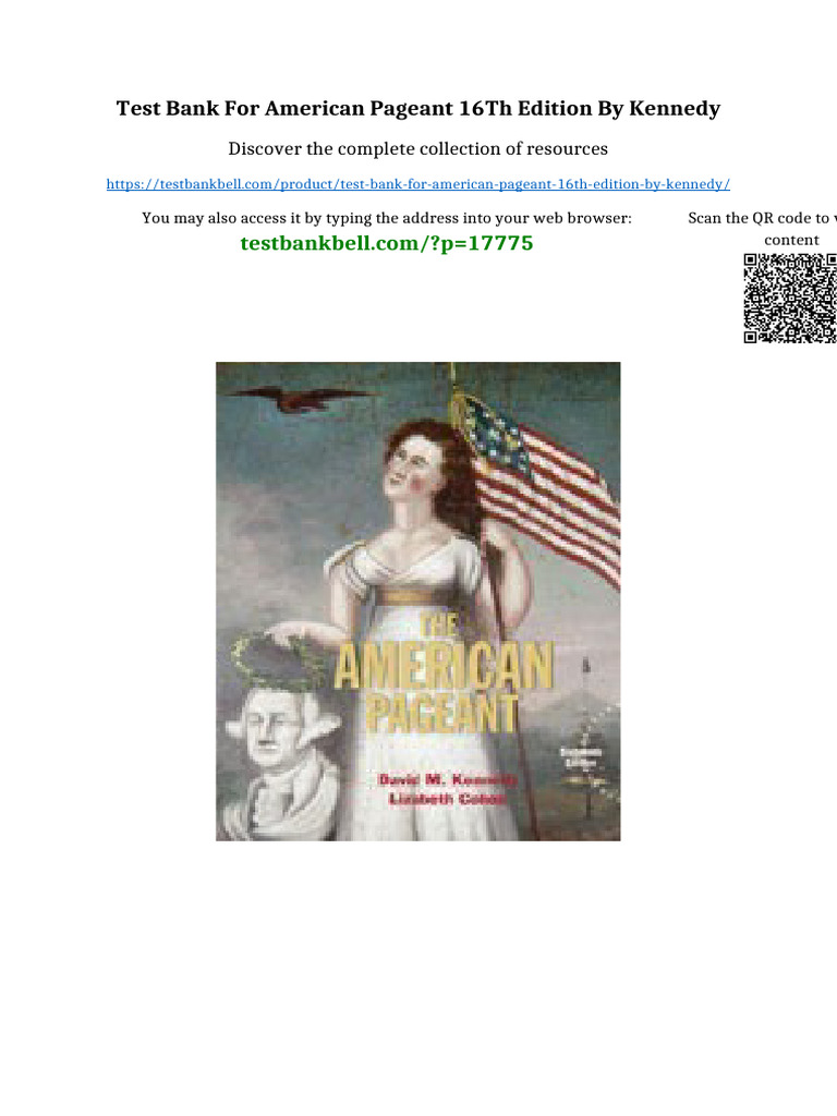 Test Bank for American Pageant 16th Edition by Kennedy available full ...