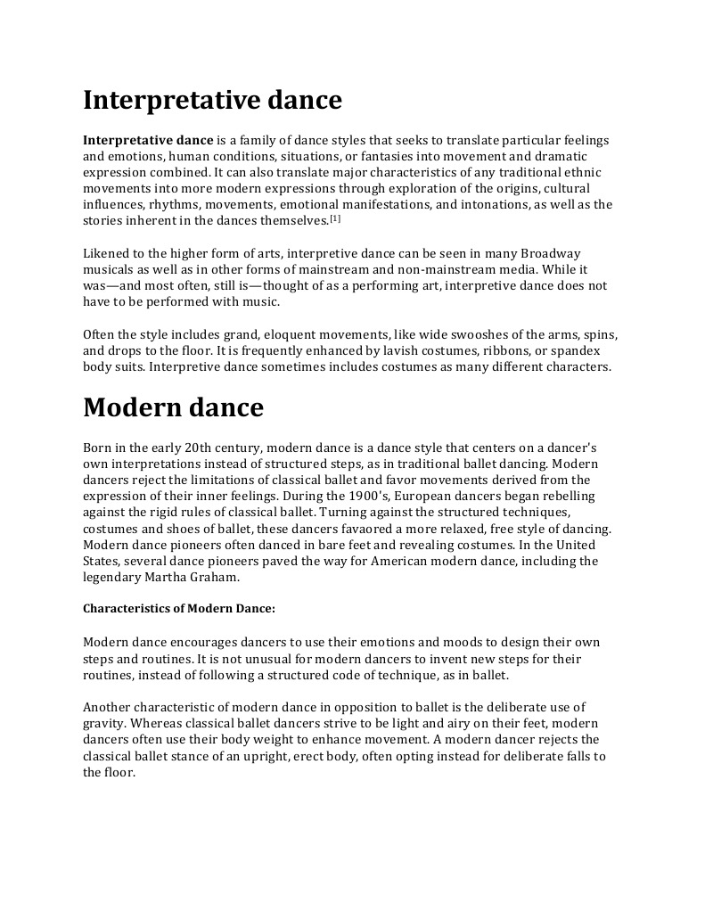 Interpretative Dance | PDF | Dances | Ballet