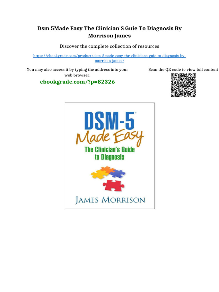 DSM 5Made Easy The Clinician's Guie to Diagnosis by Morrison James ...