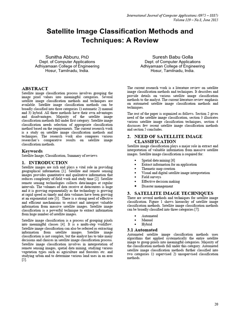 Satellite Image Classification Methods A | PDF