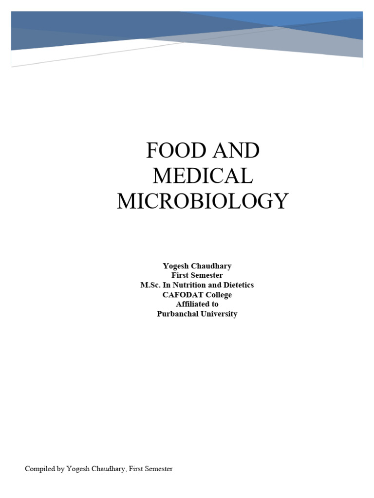 Food and Medical Microbiology Notes For M.Sc. Nutrition and Dietetics ...