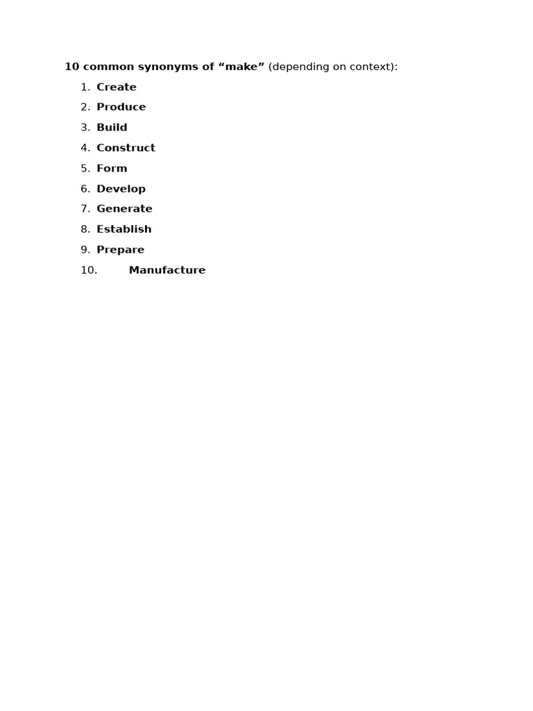 10 Common Synonyms of Make | PDF