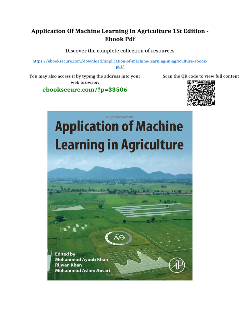 Application of Machine Learning in Agriculture 1st edition - eBook PDF ...