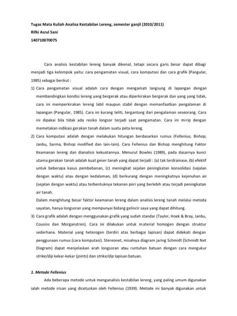 Bishop Fellenius and Janbu | PDF