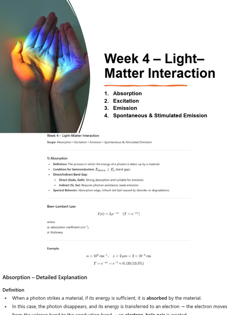 Week 4 – Light-Matter Interaction_1 | PDF