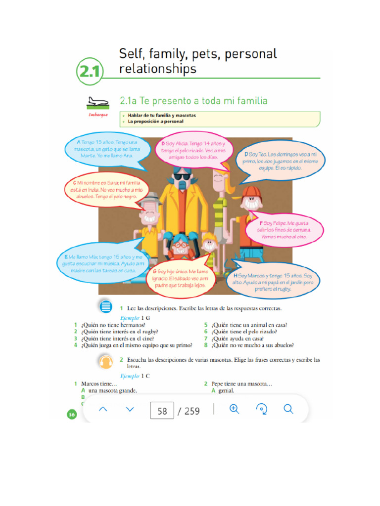 Spanish Unit 2 | PDF