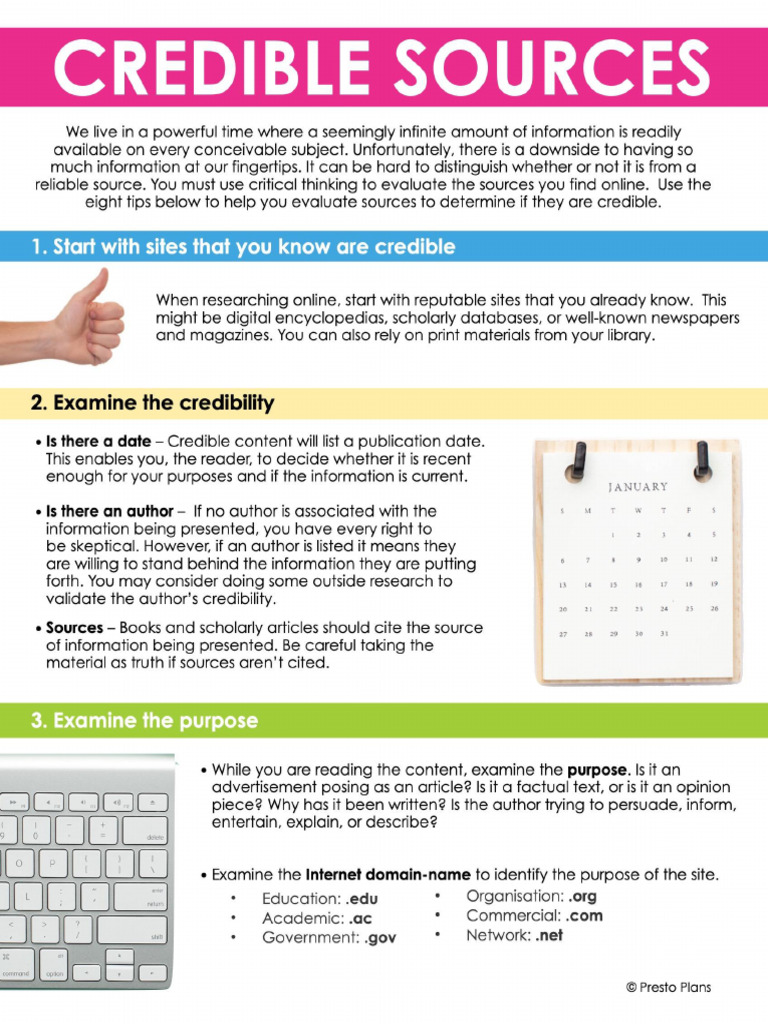 Copy of Credible Sources Student Reference | PDF