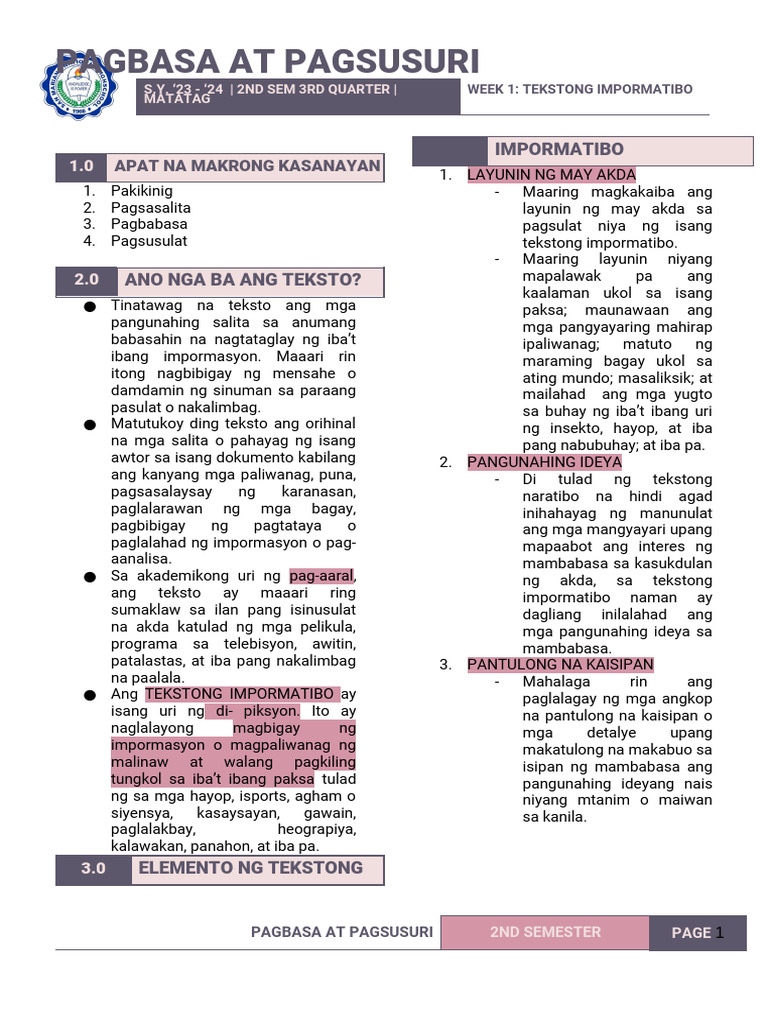 PAGBASA AT PAGSUSURI | PDF