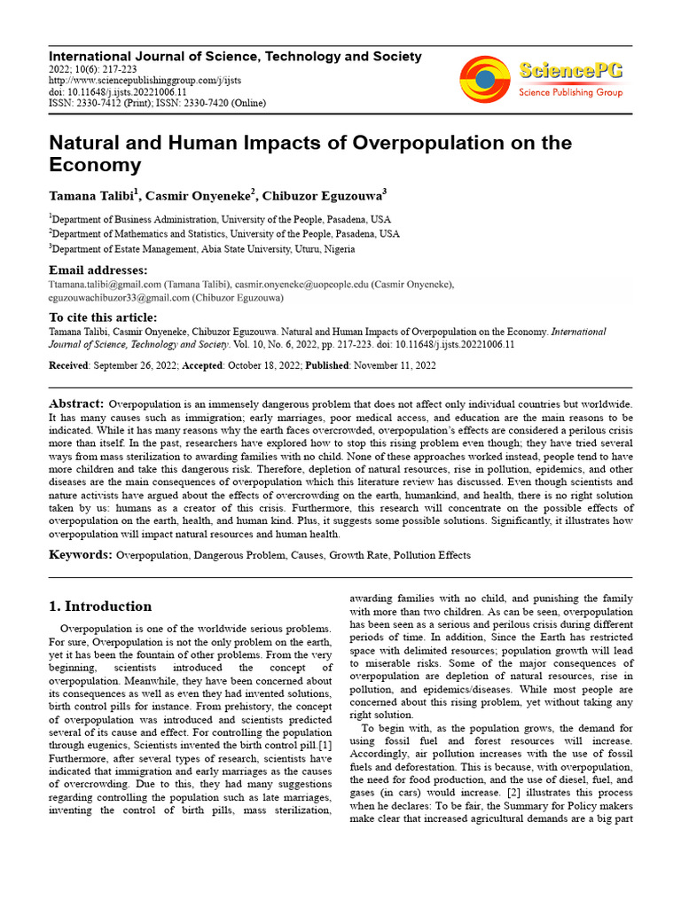 Natural and Human Impacts of Overpopulat | PDF | Influenza | Human ...