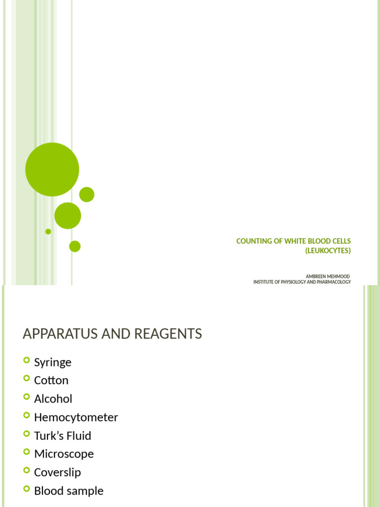 Counting of White Blood Cells | PDF