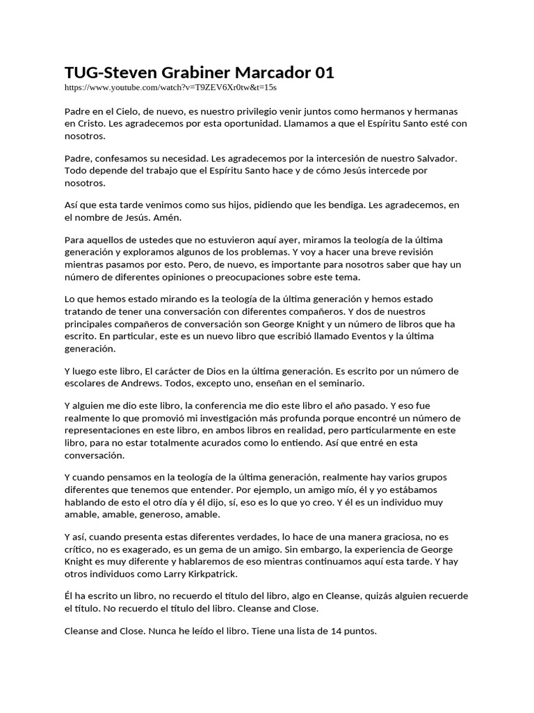 TUG-Steven Grabiner Marcador 01 | PDF | Cristo (título) | Justificación ...