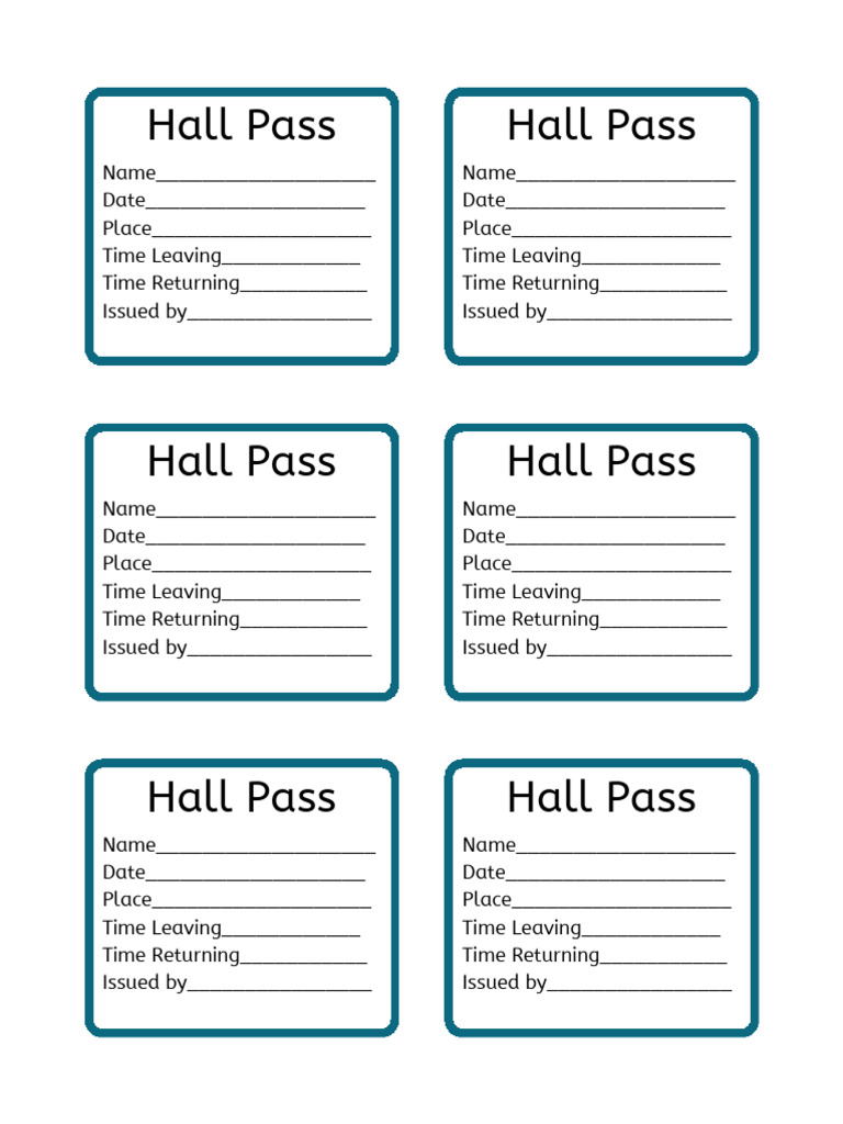 School Wide Teacher Hall Pass for Students | PDF
