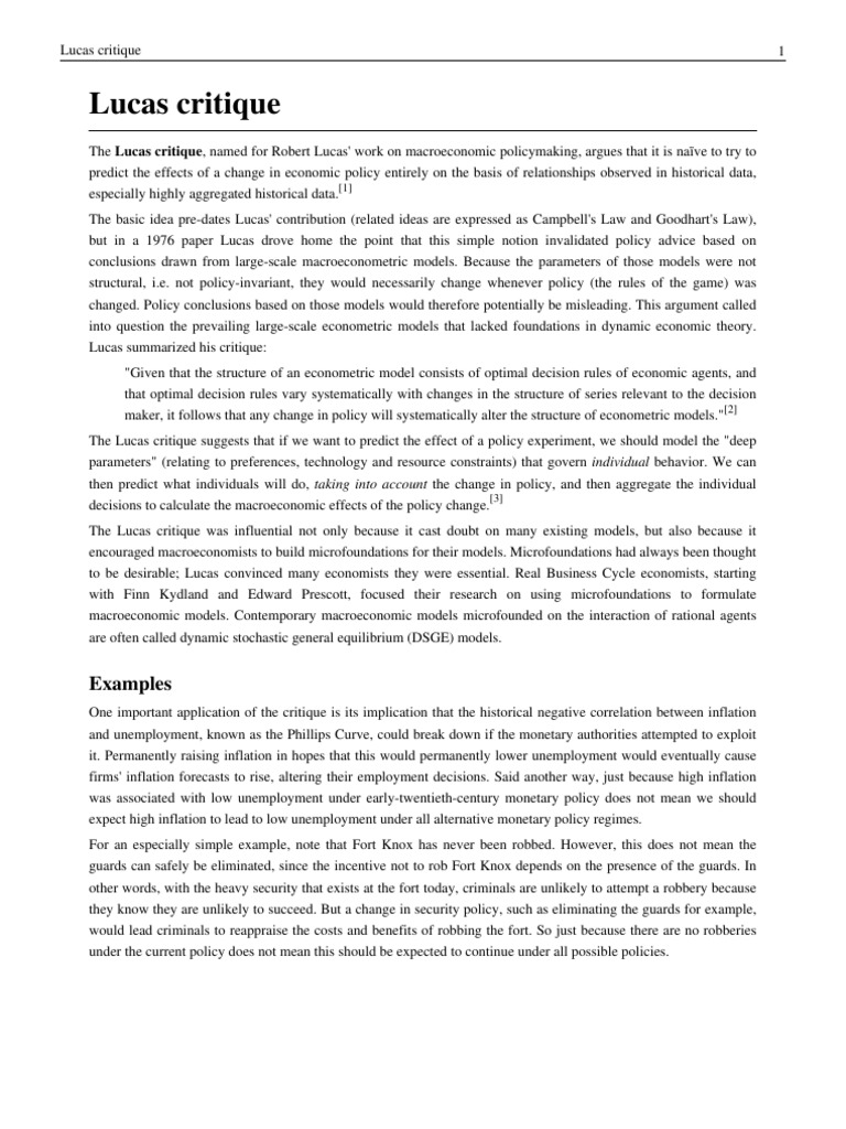 Lucas Critique | Economic Theories | Economics