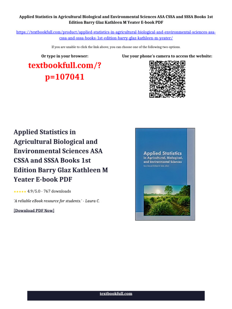 Applied Statistics in Agricultural Biological and Environmental ...