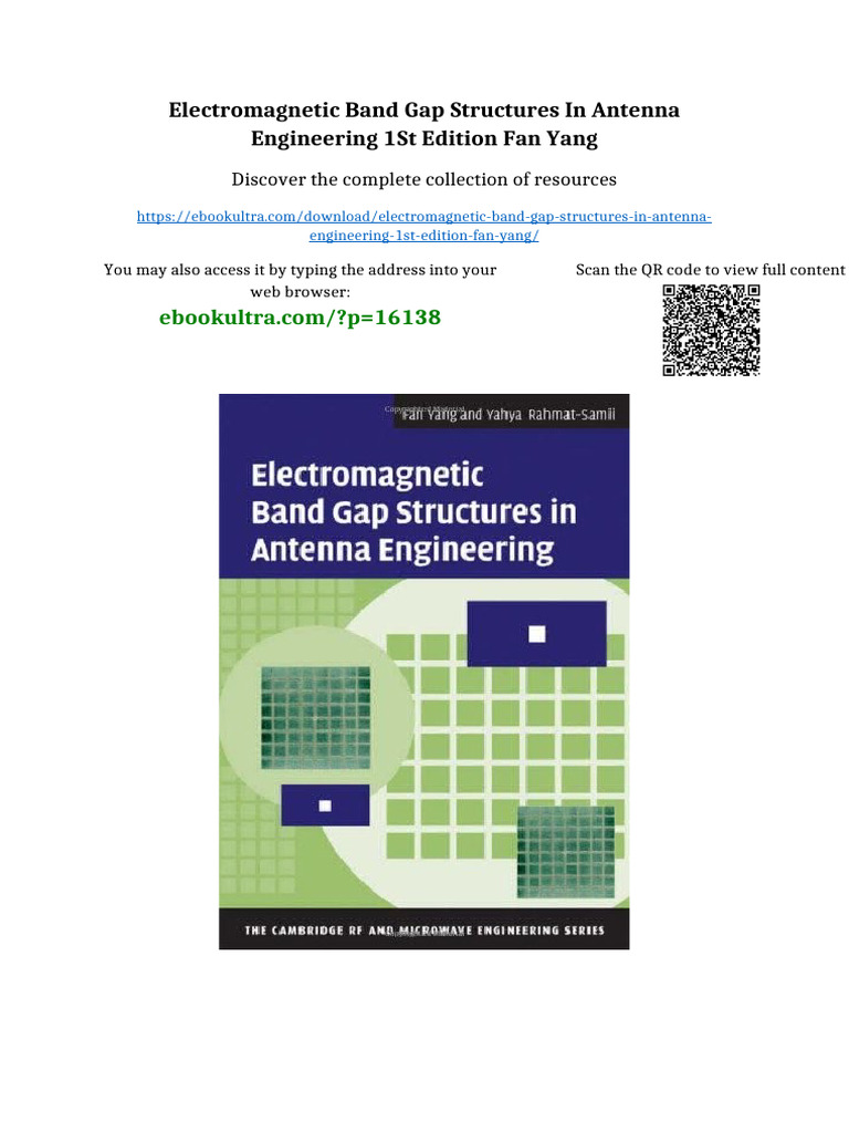 Electromagnetic Band Gap Structures in Antenna Engineering 1st Edition ...