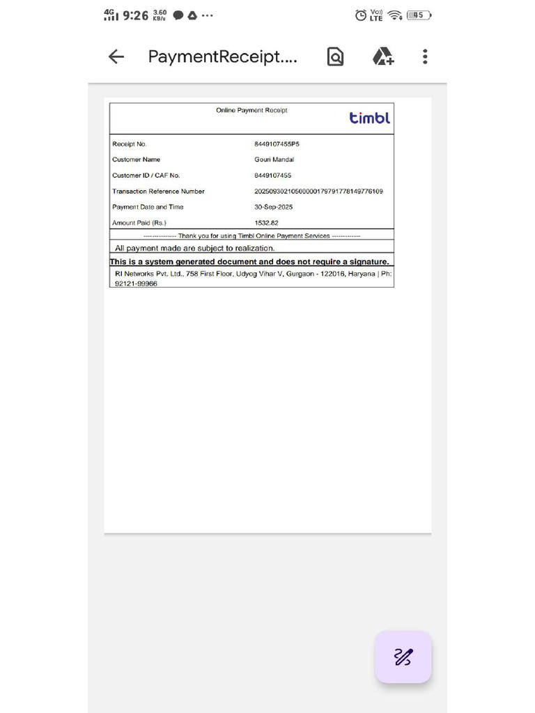 Payment Reciept | PDF