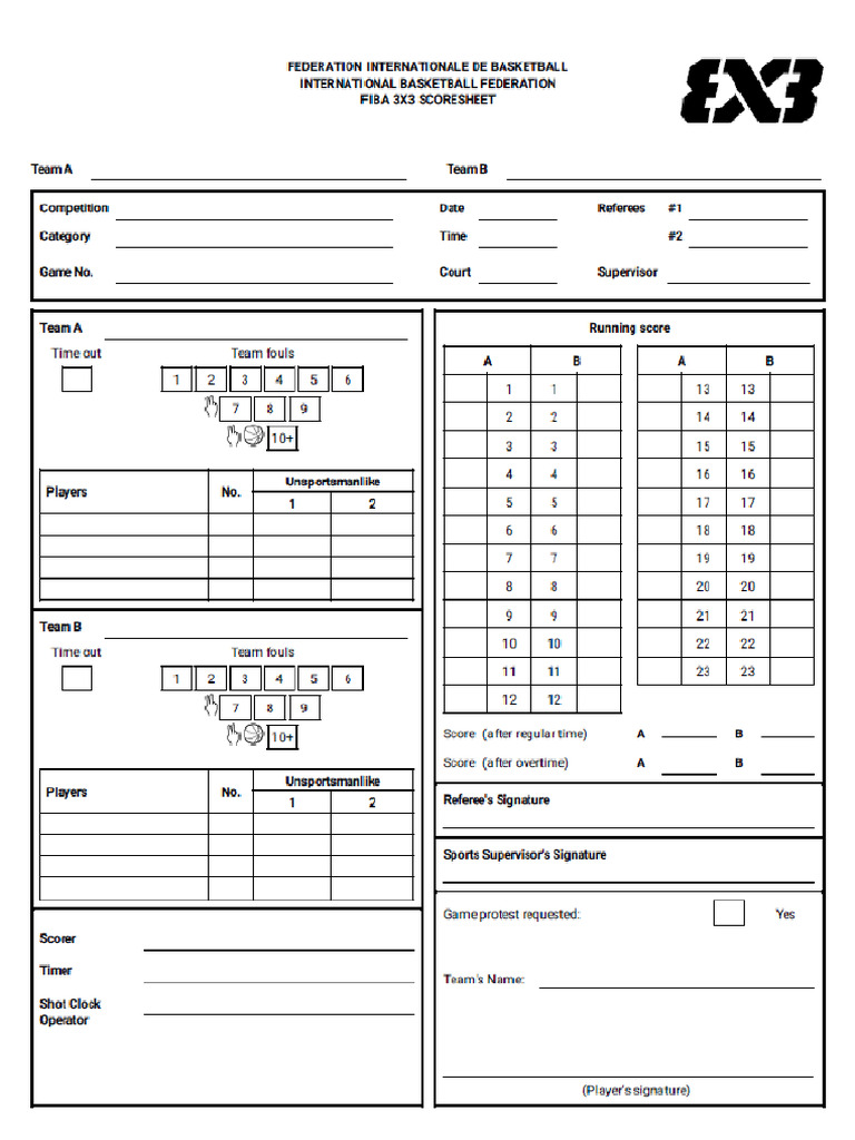 3X3 Scoresheet | PDF