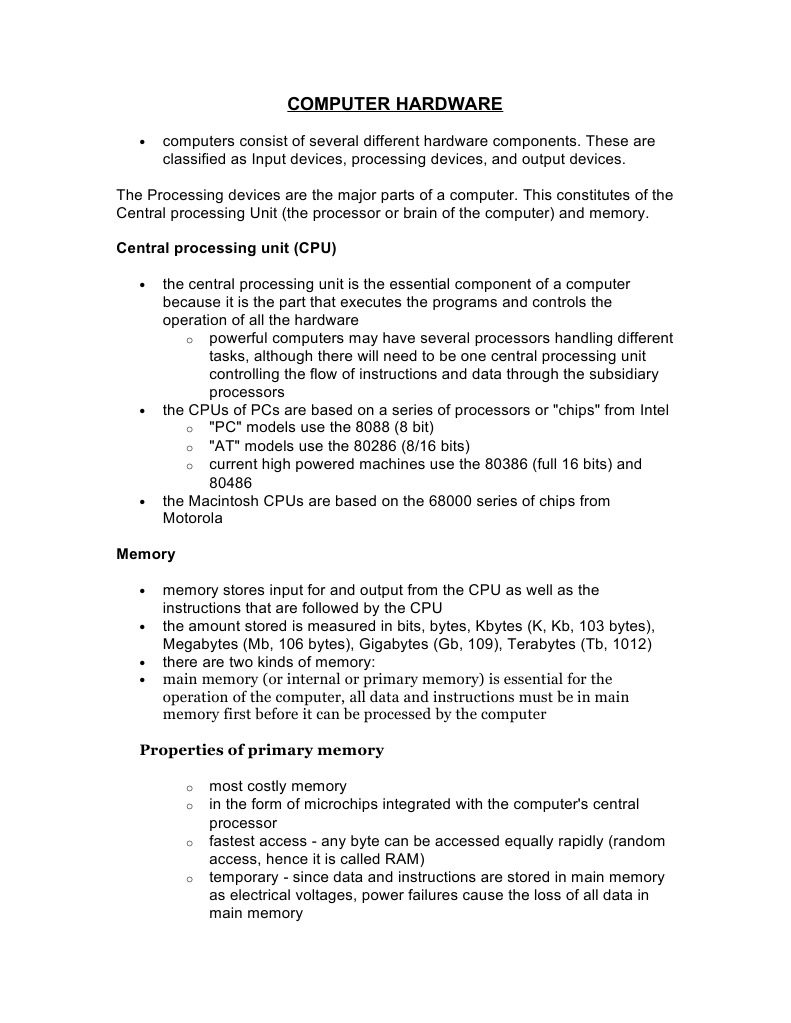 Computer Hardware | PDF | Computer Data Storage | Central Processing Unit