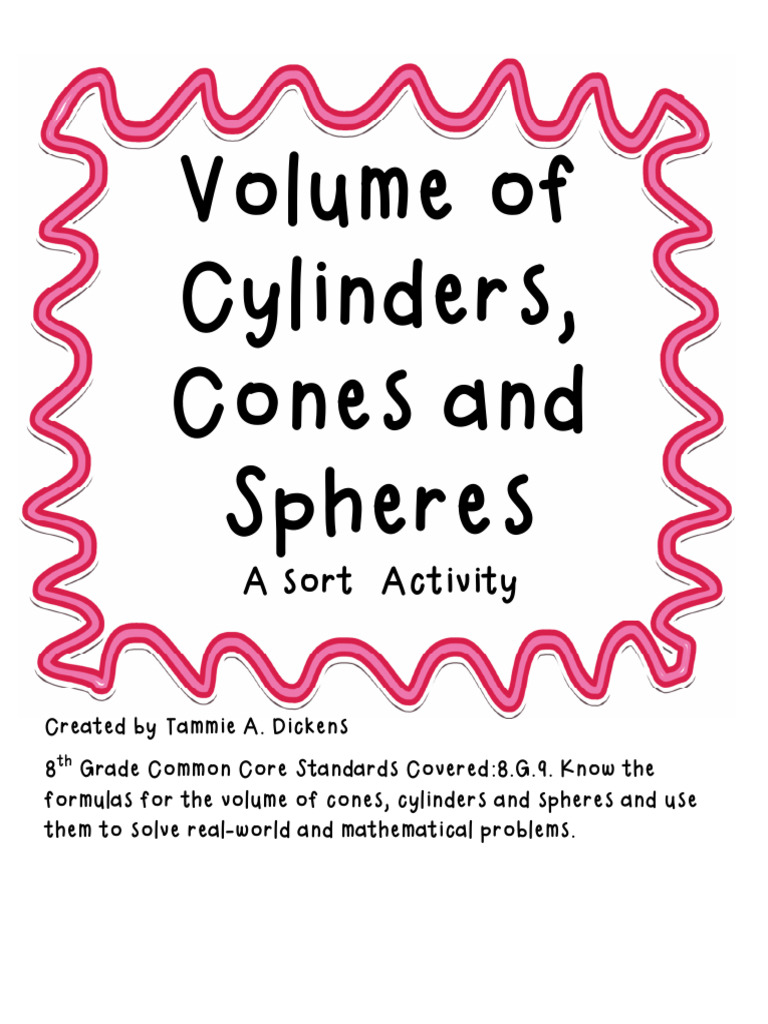 Cylinders,: Cones and | PDF | Volume | Sphere