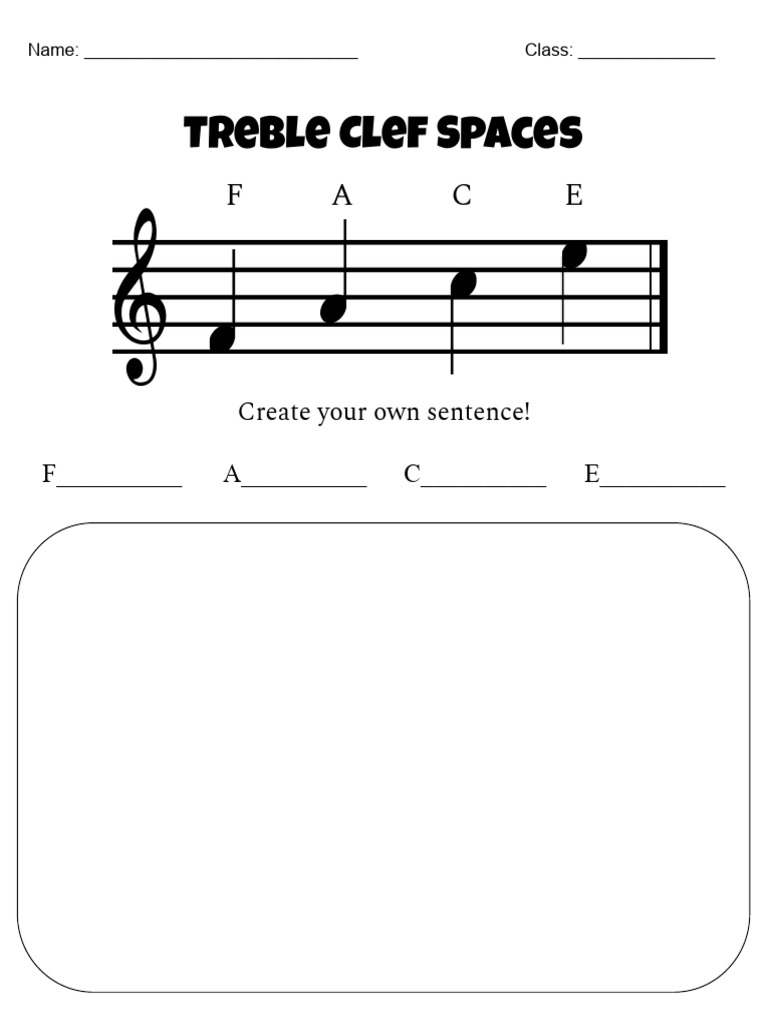 TrebleClef Lines Spaces Worksheets-1 | PDF