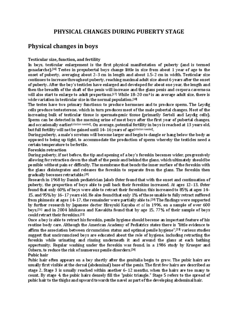 Physical Changes During Puberty Stage | PDF | Puberty | Testicle