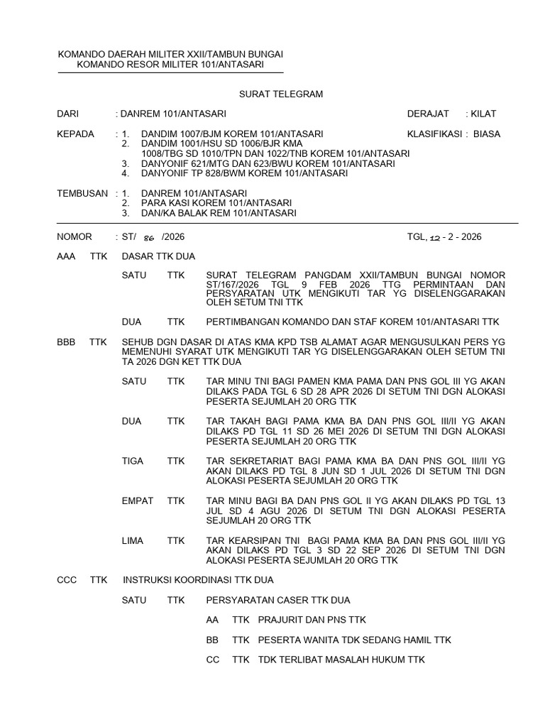 ST Tar Setum Tni Ta 2026 | PDF