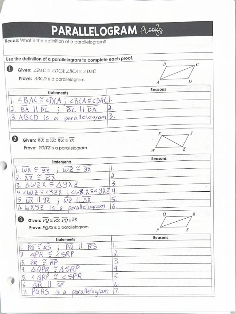 Parallelogram Proofs Part #1 | PDF