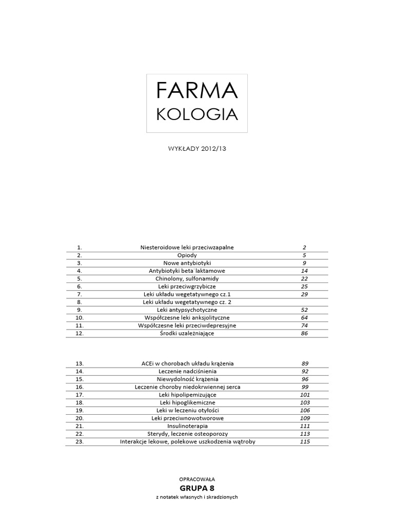 Farmakologia Wyklady 2012 2013 v2 | PDF